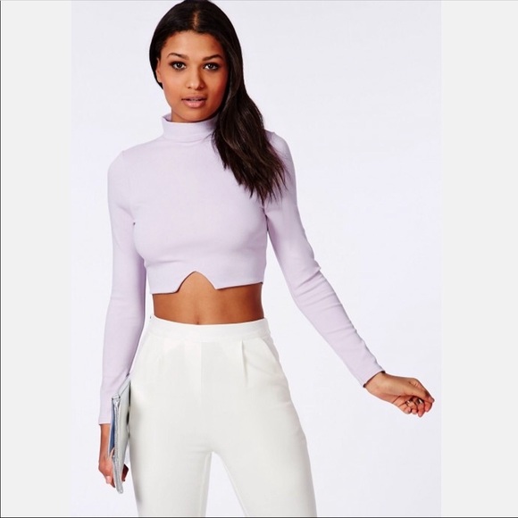 Missguided | Tops | Missguided Pastel Purple Mock Neck Crop Top | Poshmark